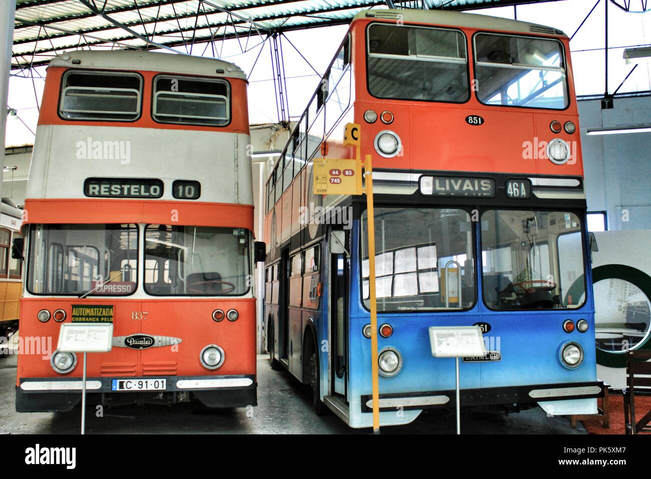 Lisbon, Portugal- June 15, 2018: Old and colorful green and orange ...