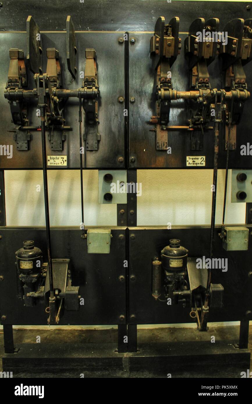 Old black vintage electrical transformers in a factory Stock Photo - Alamy