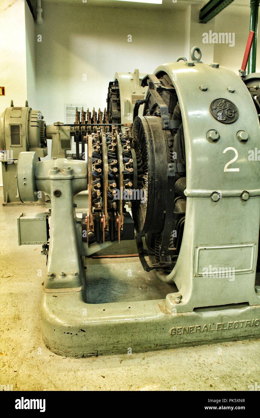 Lisbon, Portugal- June 15, 2018: Old black vintage electrical ...