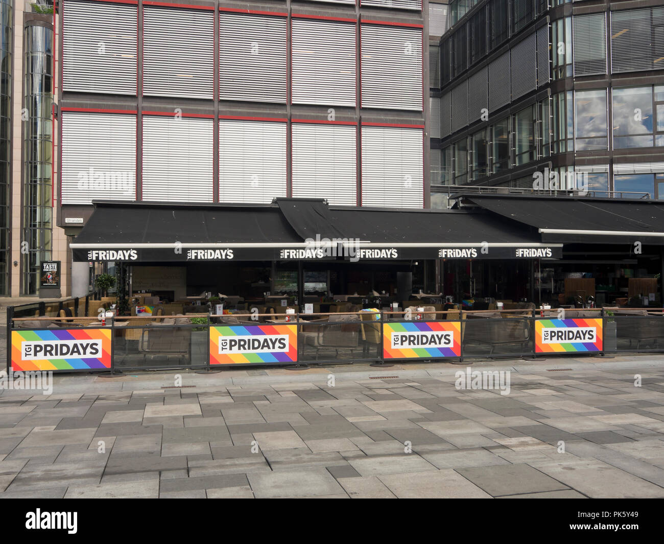 TGI Fridays in Aker brygge, Oslo Norway promoting the Pride festival ...