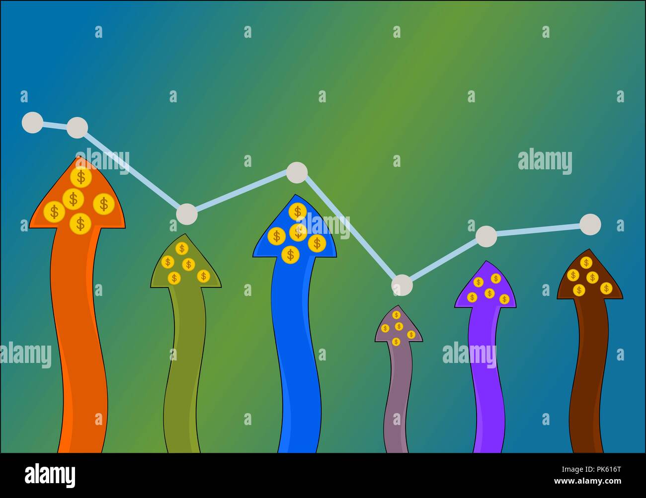 Abstract business low arrow profit money graph background Stock Vector ...