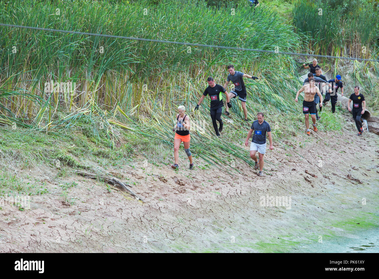 City Cesis Latvia. Daring race, sport event. Outdoor training, people ...