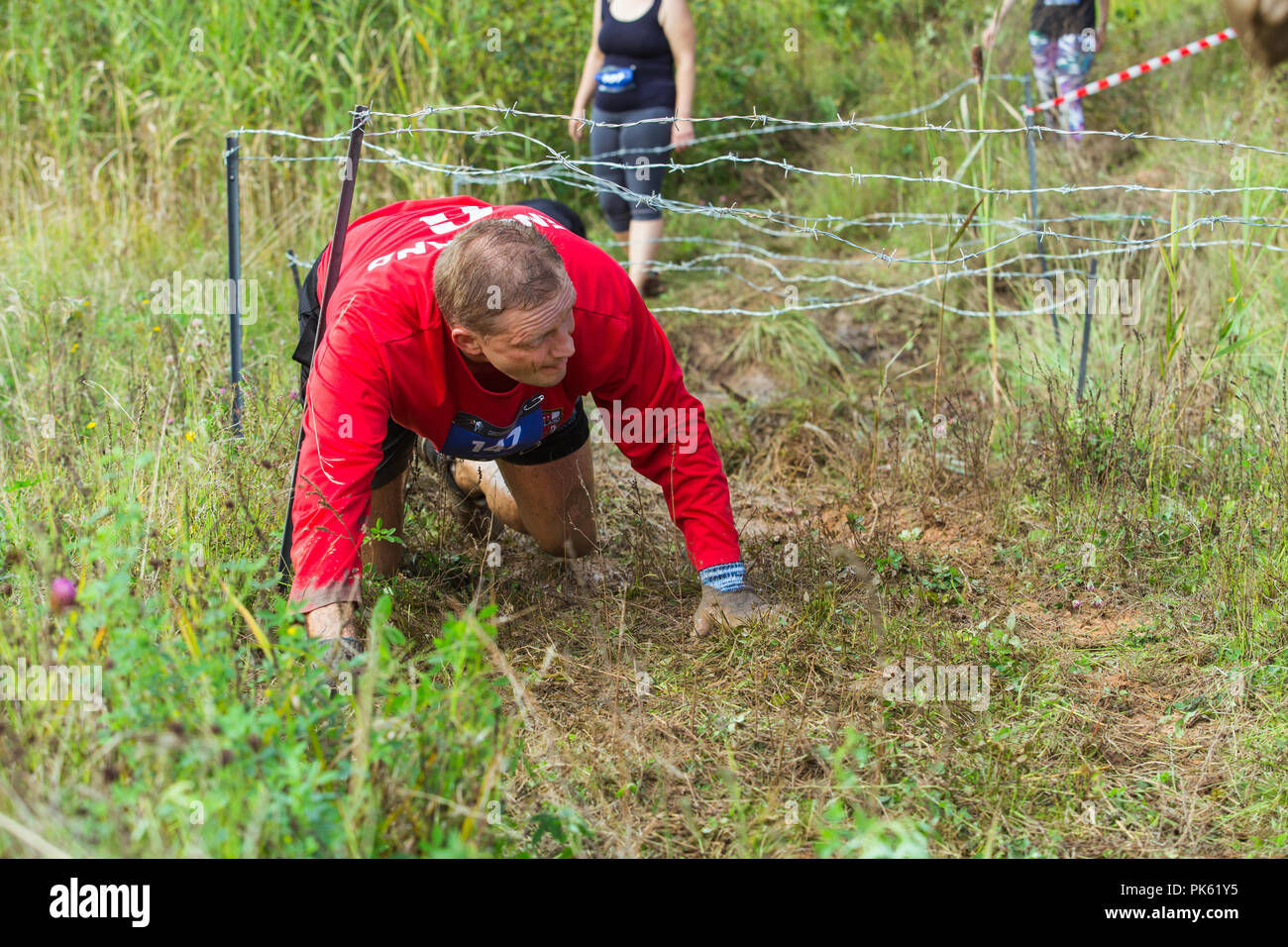 City Cesis Latvia. Daring race, sport event. Outdoor training, people ...