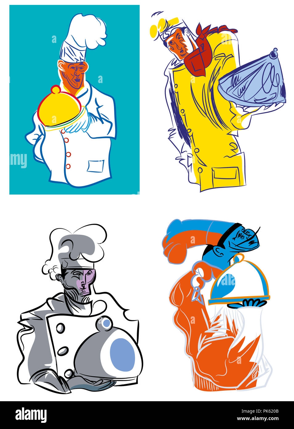 Chef with serving tray. illustrations featuring chef wearing a chef's ...