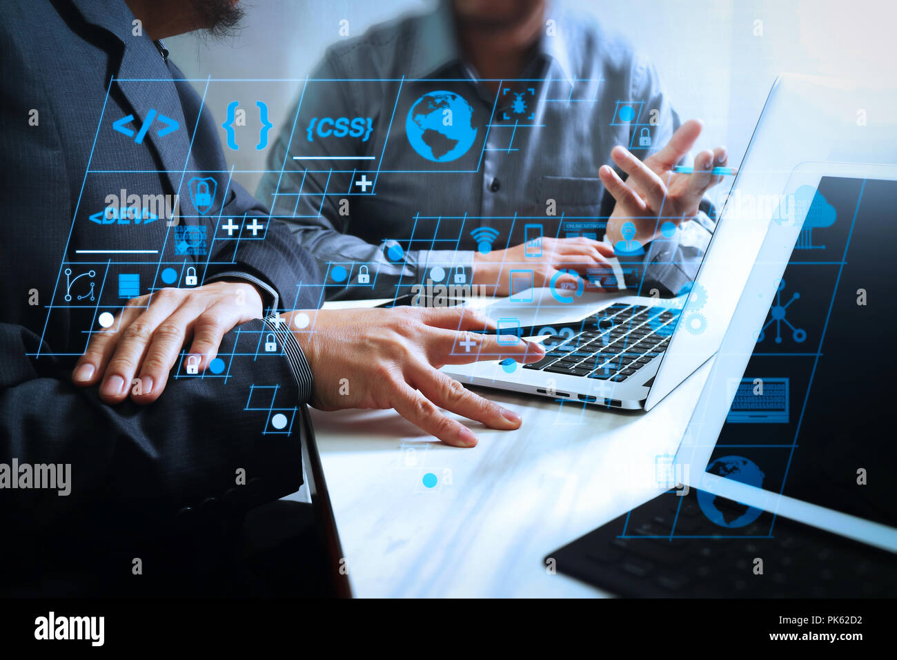 Coding software developer work with AR new design dashboard computer ...