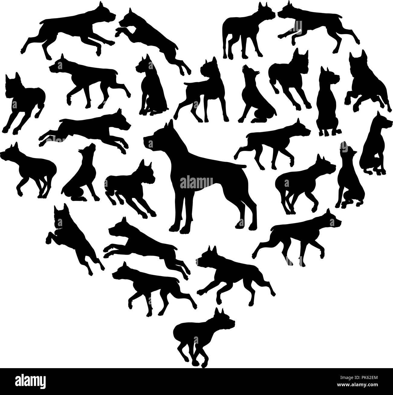 Staffy Dog Heart Silhouette Concept Stock Vector Image & Art - Alamy