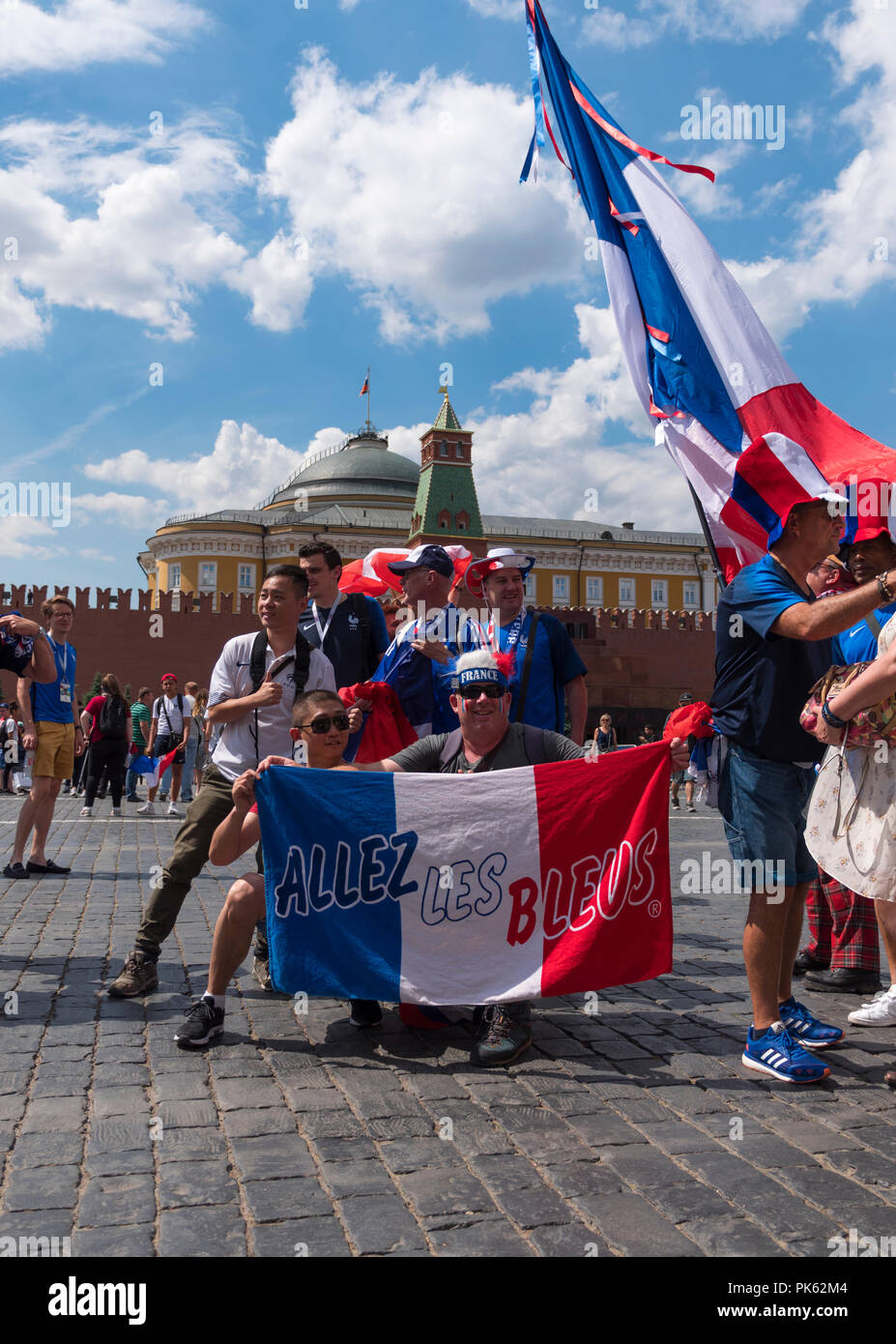 MOSCOW - JUNE 26, 2018: Soccer World Cup Fanatics of France with flags ...