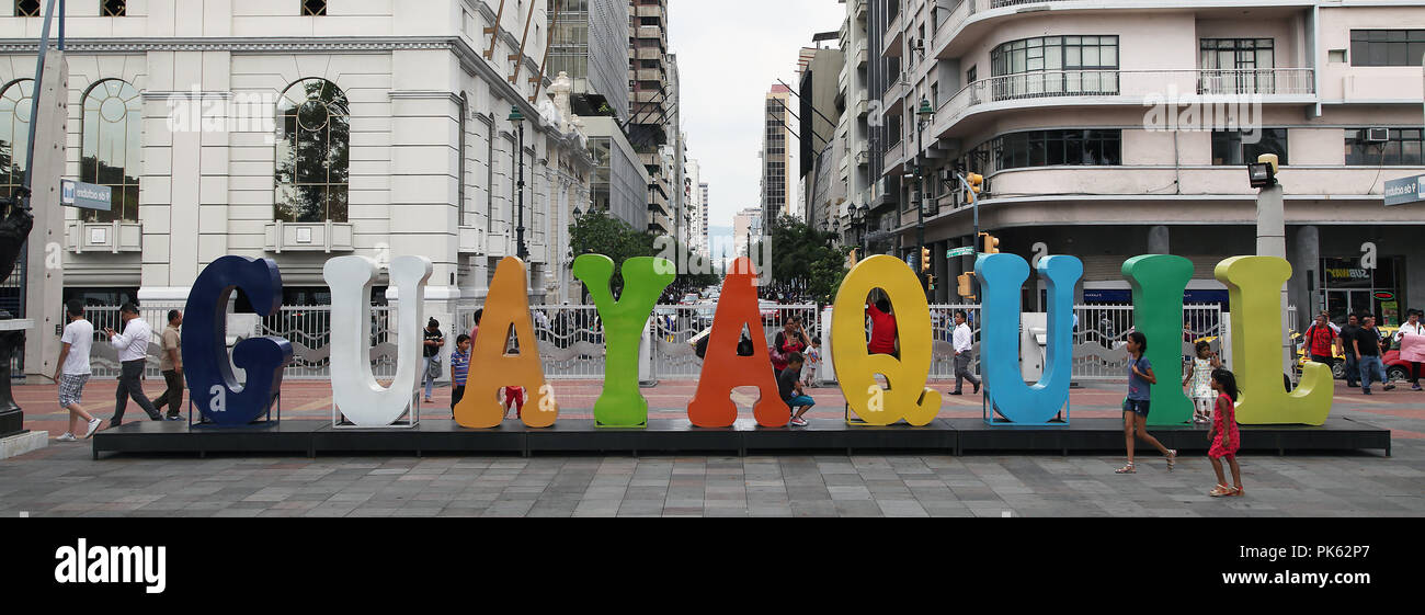 Guayaquil Street Sign at the Malecon in Guayaquil Ecuador Stock Photo ...