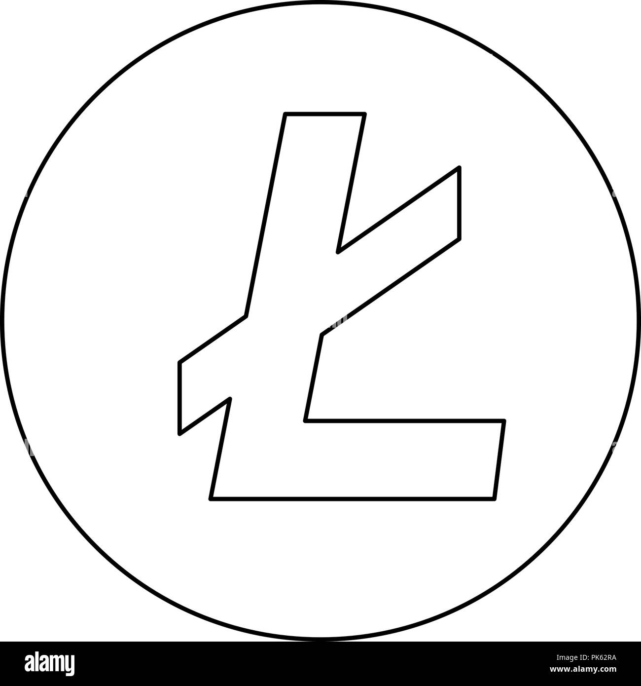 Litecoin icon black color in round circle outline vector I Stock Vector ...