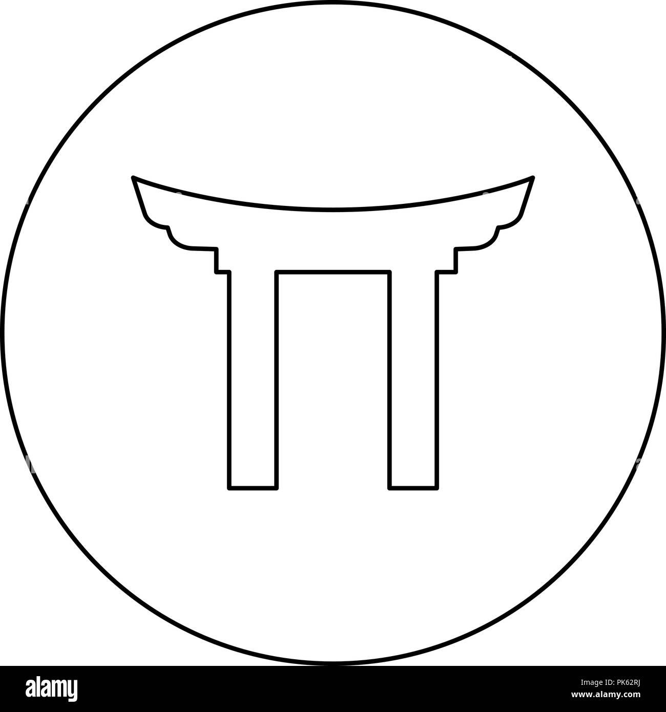 Chinese Gate icon black color in round circle outline vector I Stock ...