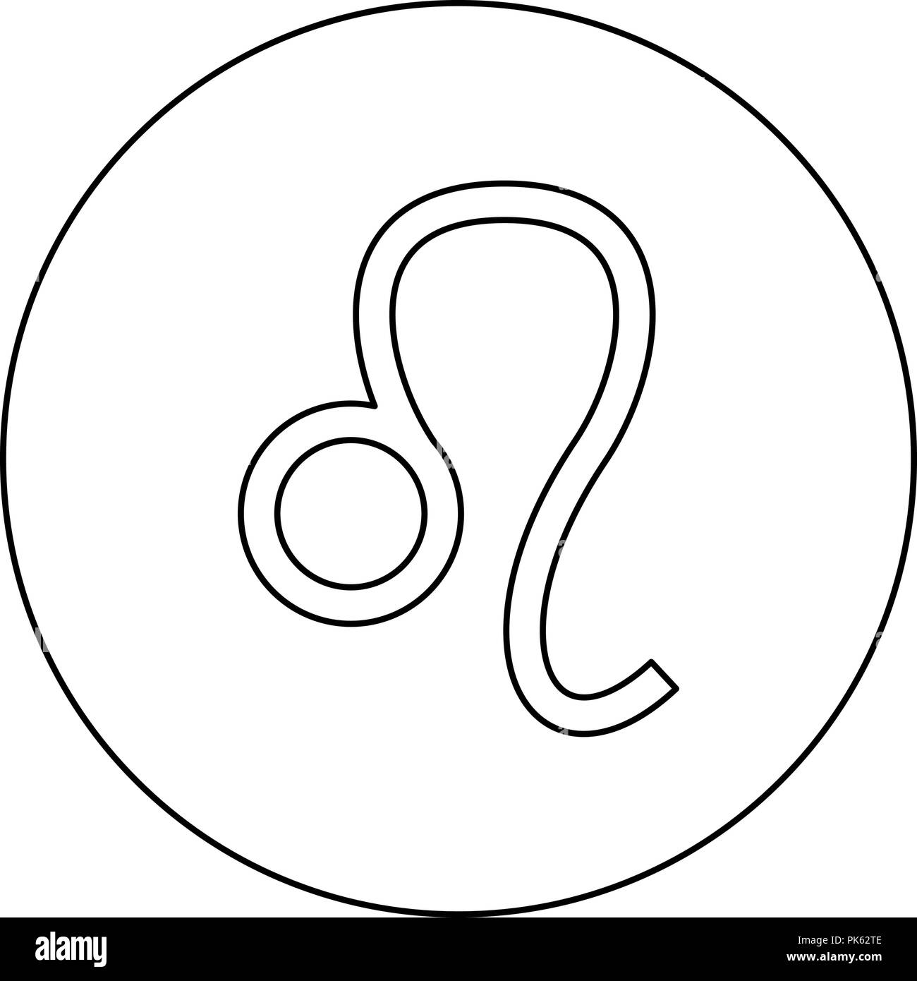 Lion symbol zodiac icon black color in round circle outline vector I ...