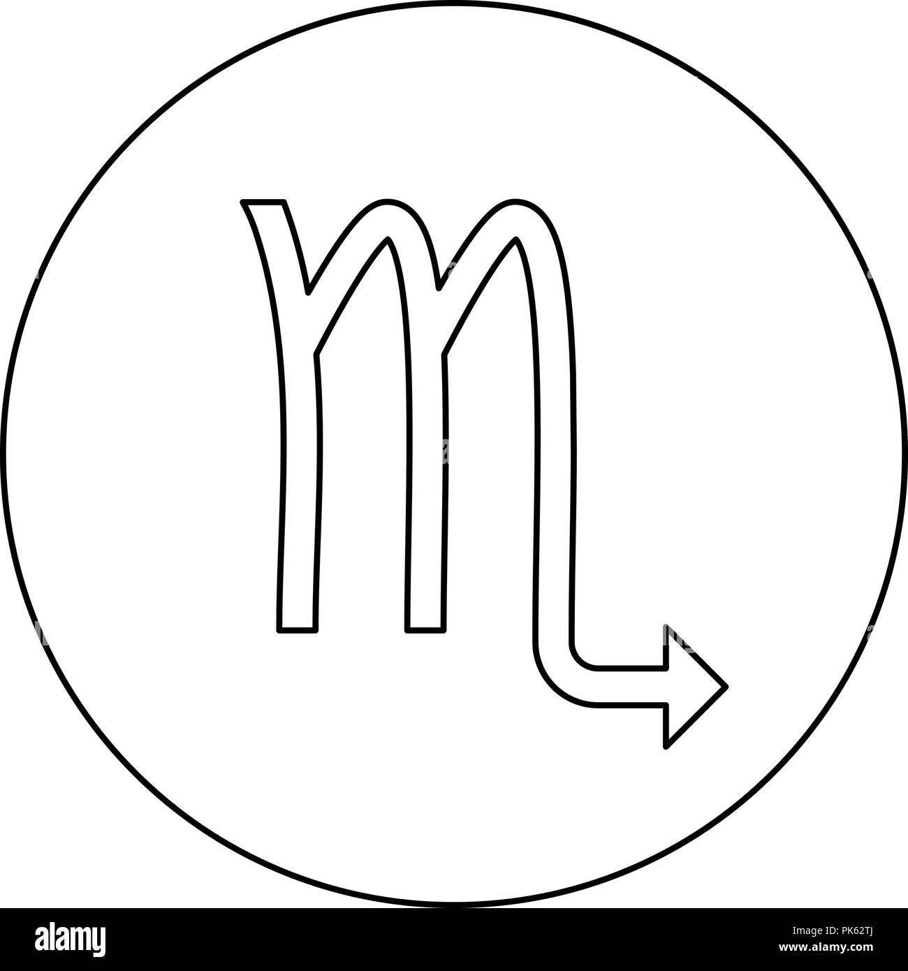 Scorpion symbol zodiac icon black color in round circle outline vector ...