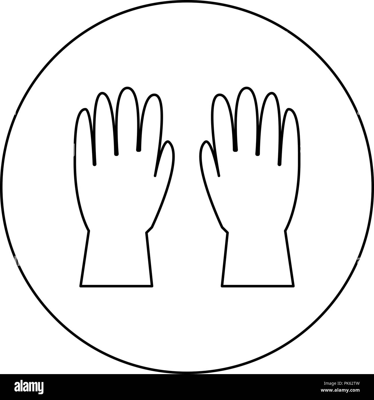Working gloves icon black color in round circle outline vector I Stock ...