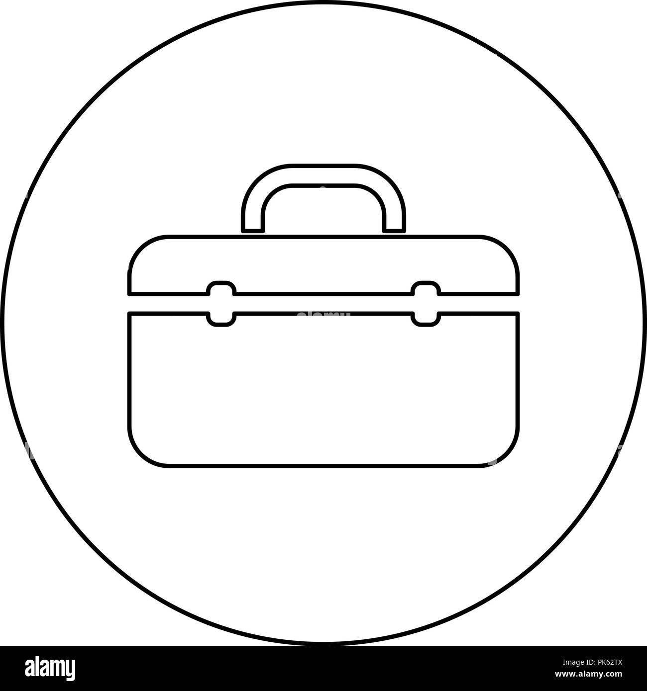 Tool box professional icon black color in round circle outline vector I ...