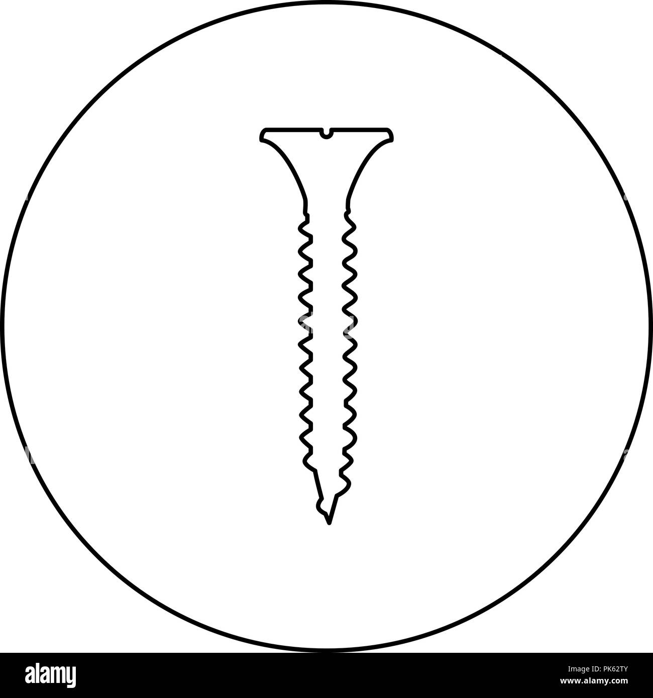 Screw icon black color in round circle outline vector I Stock Vector ...