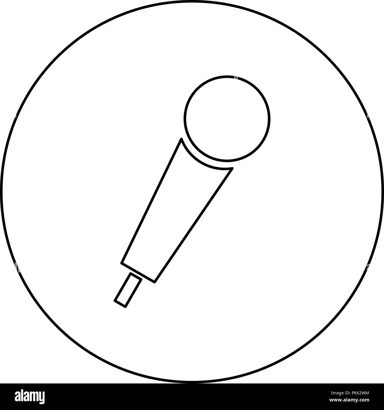 Hand microphone icon black color in round circle outline vector I Stock ...