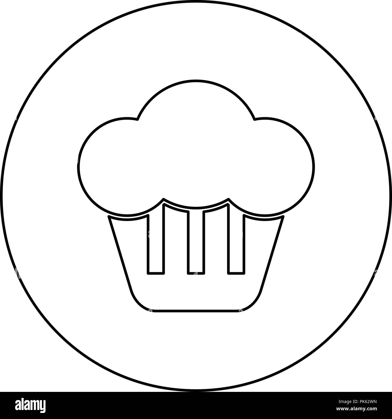Cupcake icon black color in round circle outline vector I Stock Vector ...