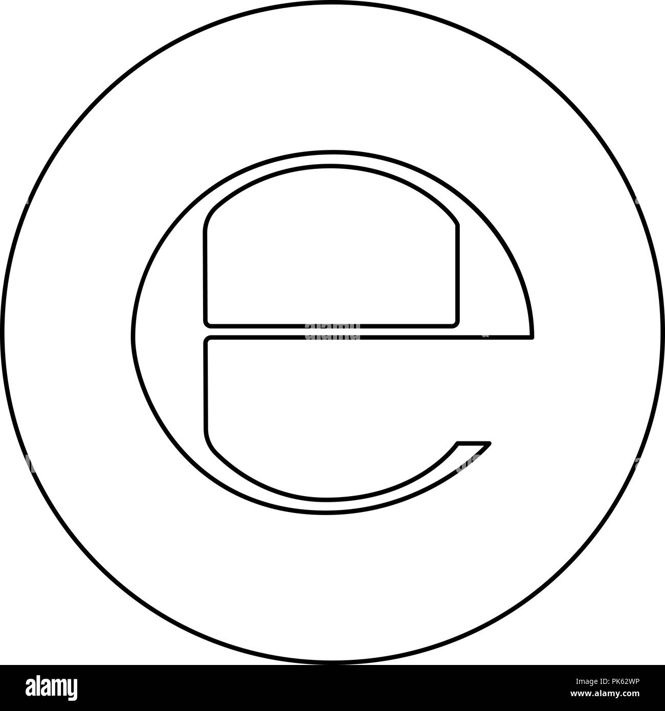 Estimated sign E mark symbol e icon black color in round circle outline ...