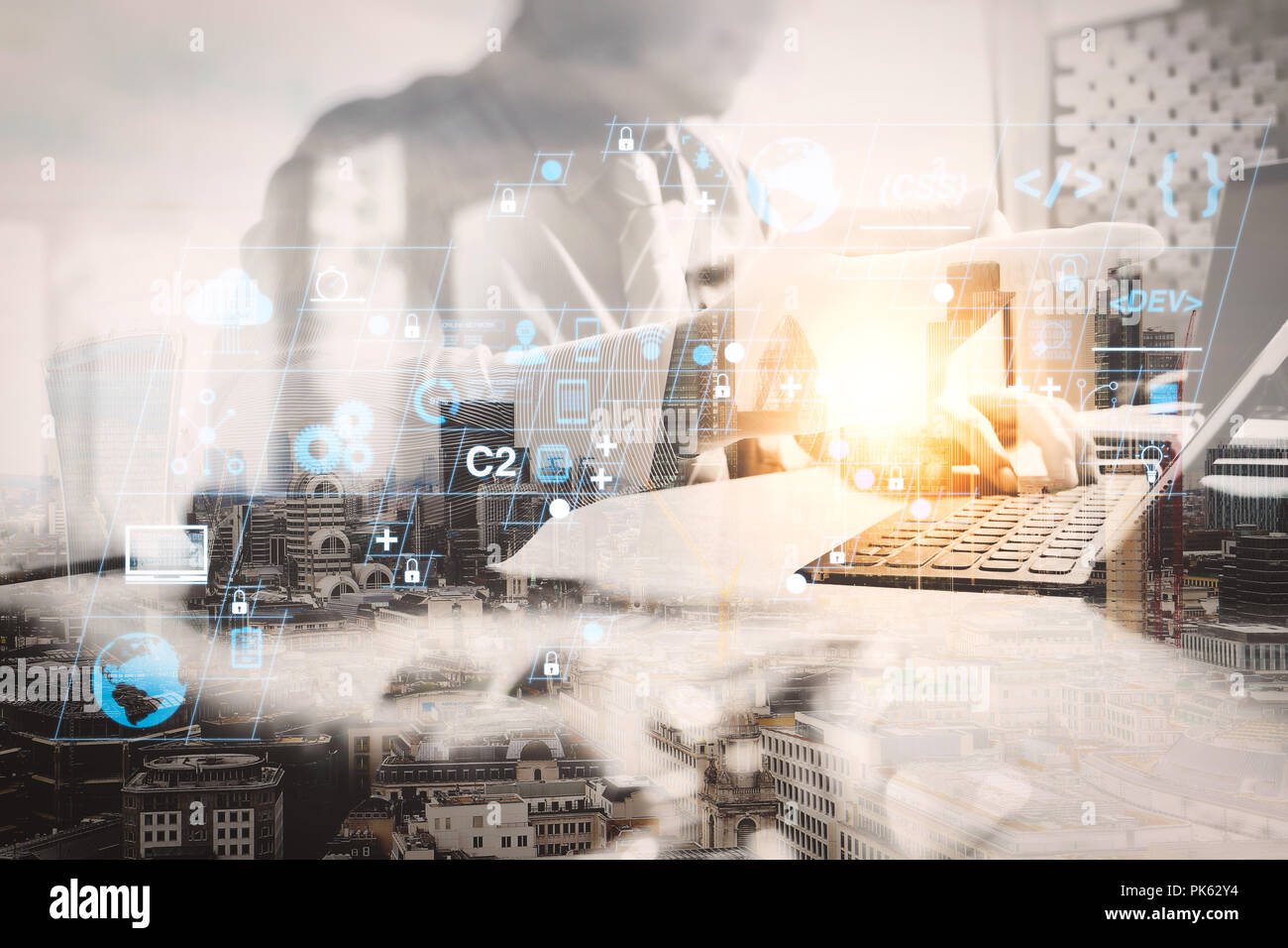 Coding software developer work with AR new design dashboard computer ...