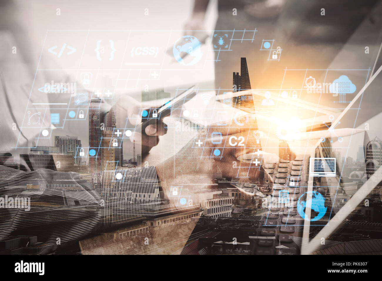 Coding software developer work with AR new design dashboard computer ...