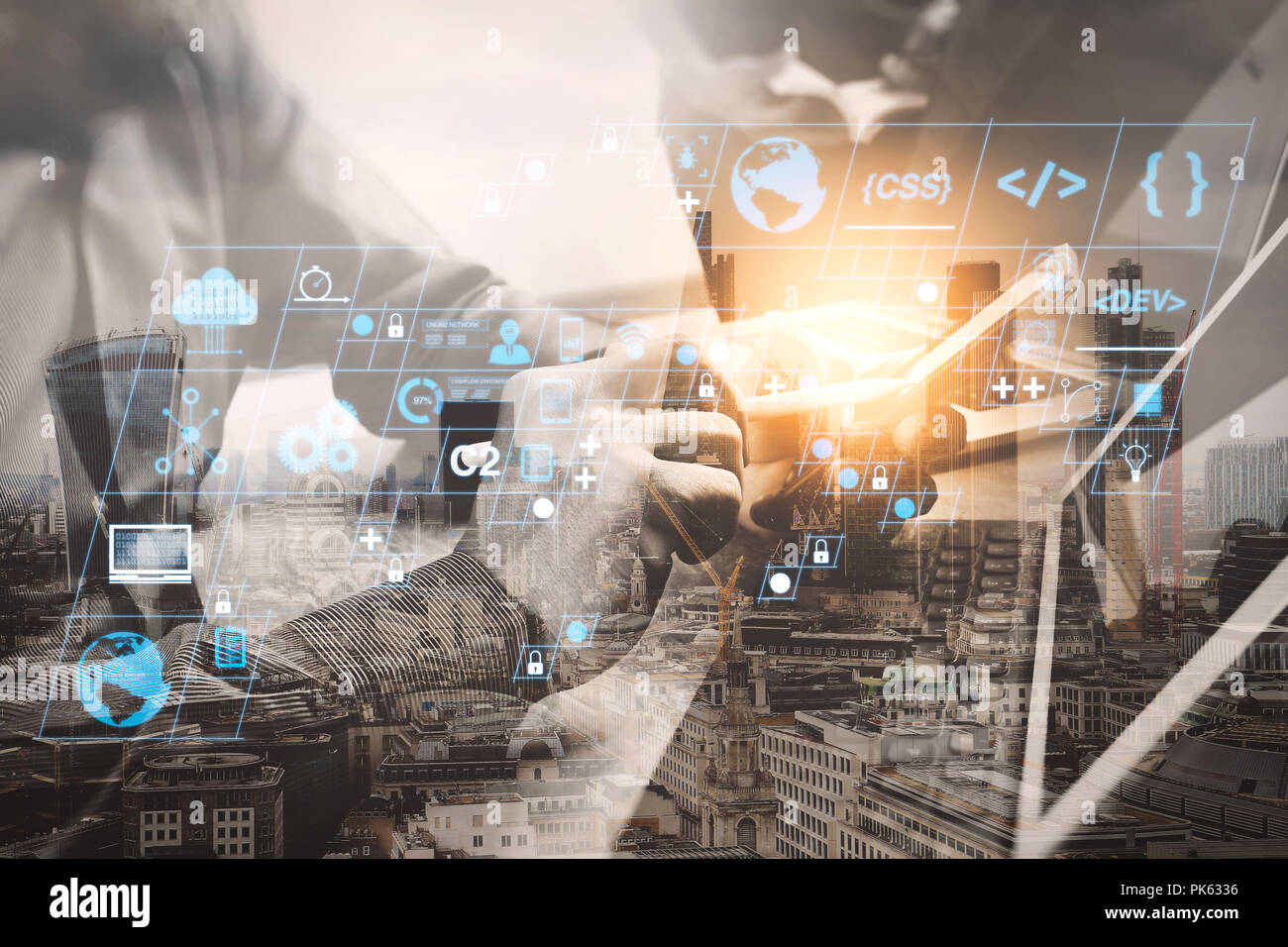 Coding software developer work with AR new design dashboard computer ...