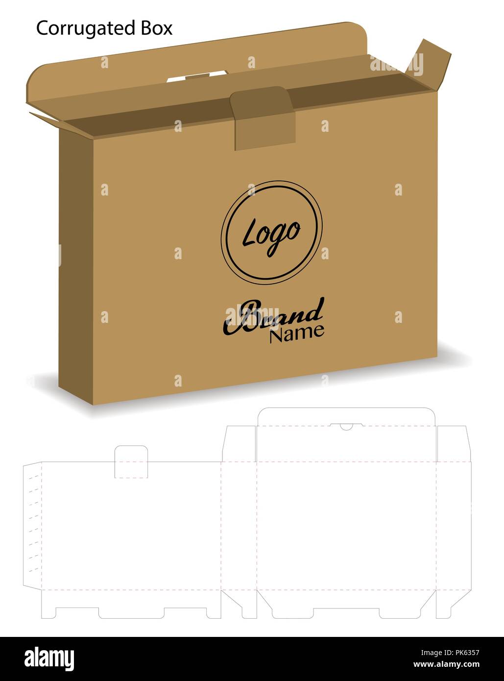 corrugated paper box die cut with 3d mock up Stock Vector Image & Art ...