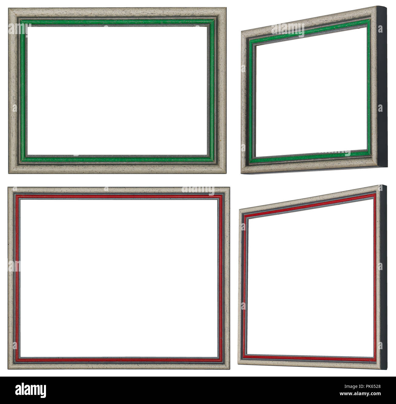 One front view and one side view each of two different picture frames ...