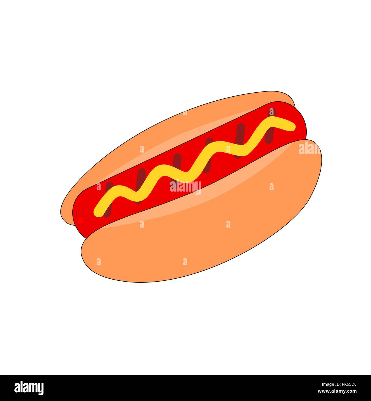 Isolated delicious fast food grill mustard hot dog Stock Vector Image ...