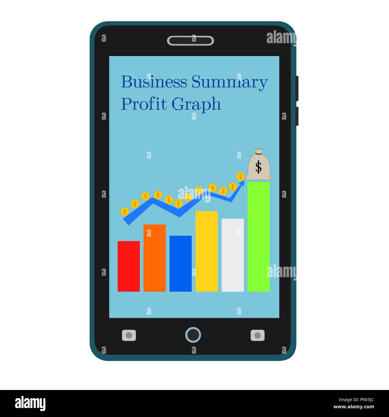 Isolated smartphone display business growth profit money graph , target ...