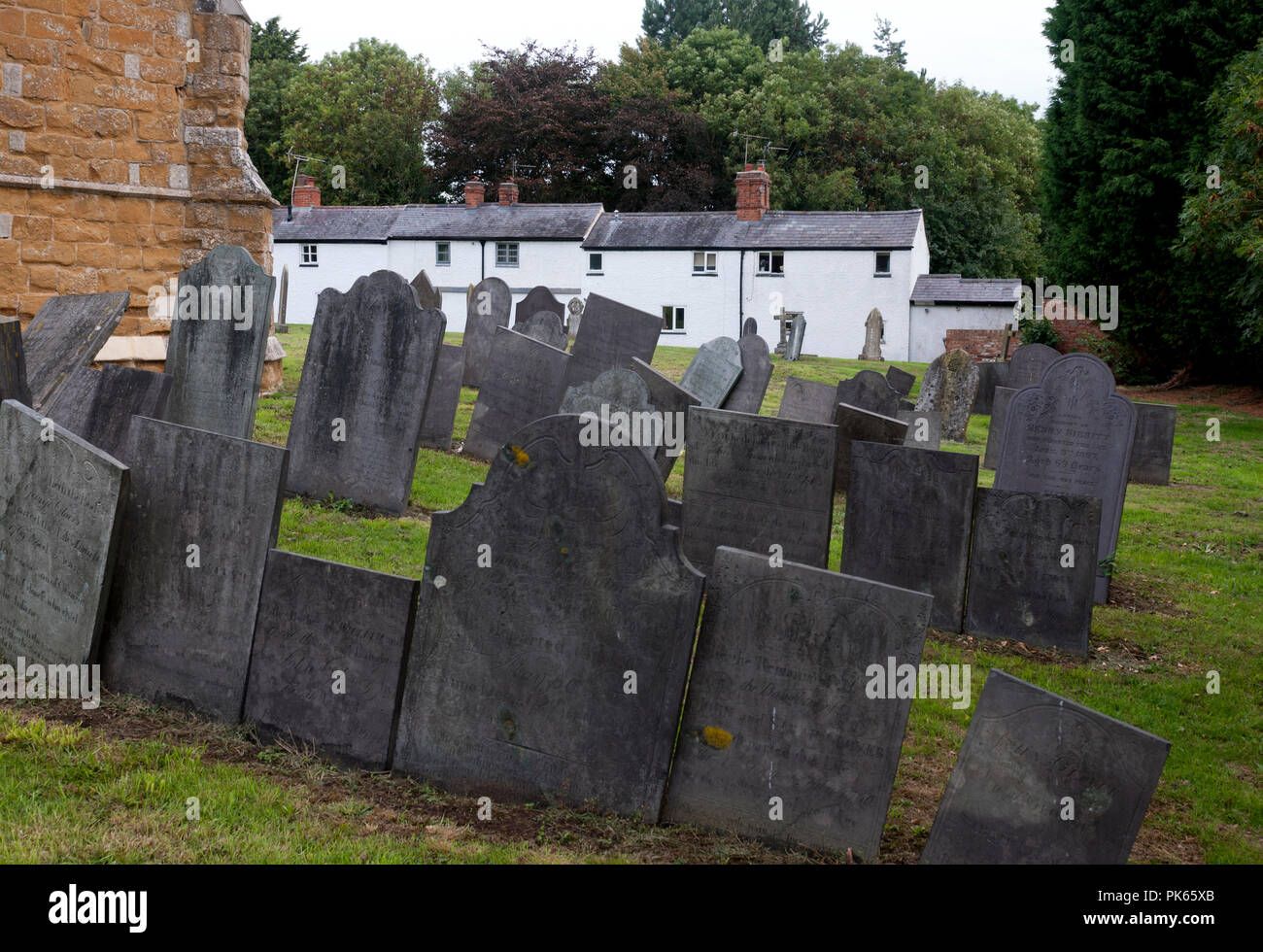 Slate gravestones in Holy Trinity churchyard, Thrussington ...