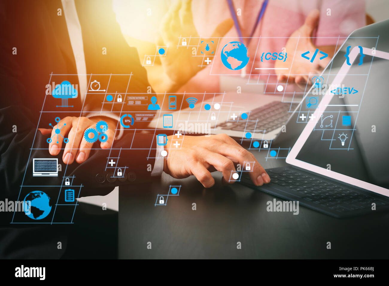 Coding software developer work with AR new design dashboard computer ...