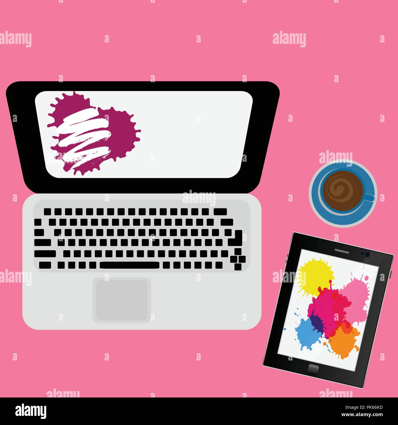 Cup coffee tablet on Stock Vector Images - Alamy