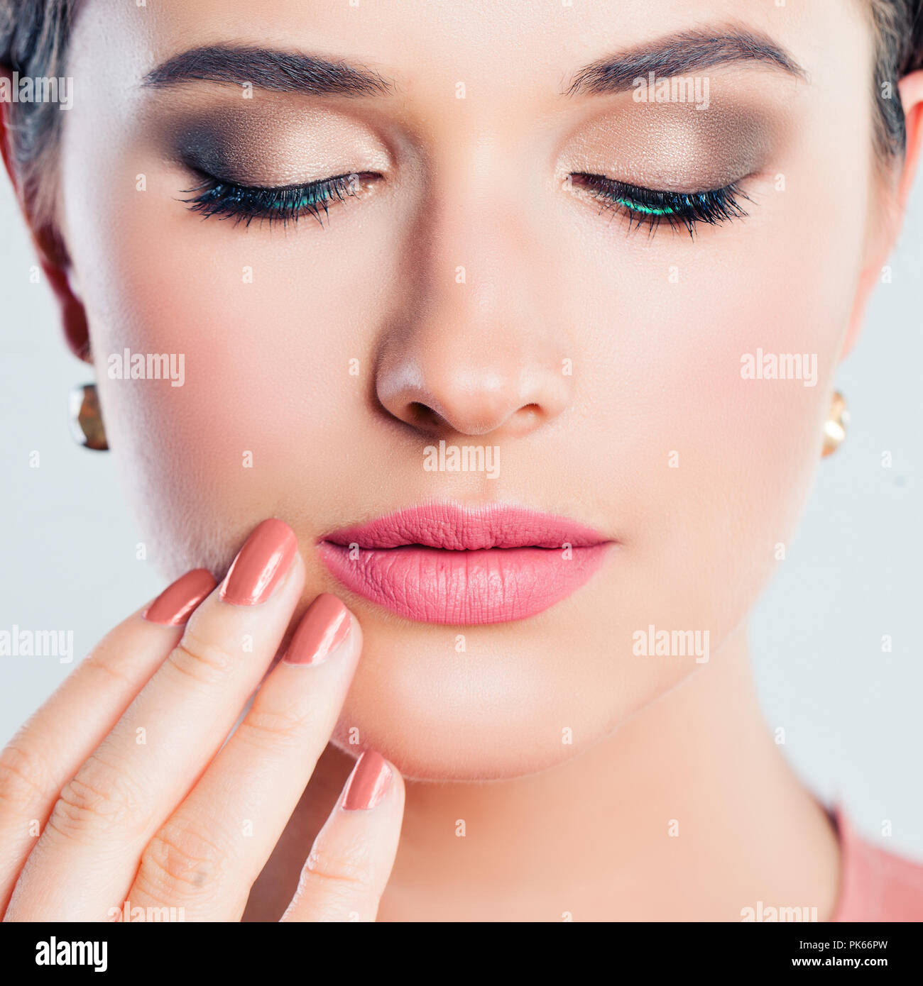 Closeup portrait of young perfect woman face Stock Photo - Alamy