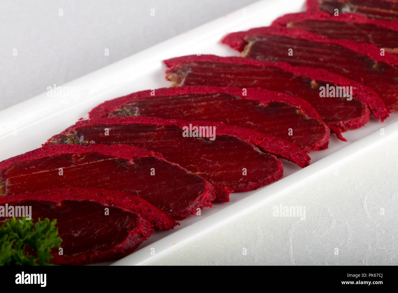Beef basturma meat Stock Photo - Alamy