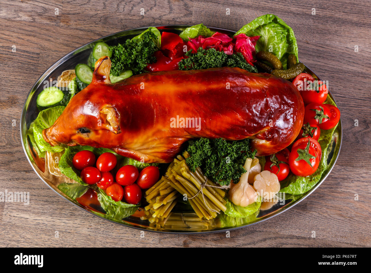 Grilled young pig - pork meat Stock Photo - Alamy