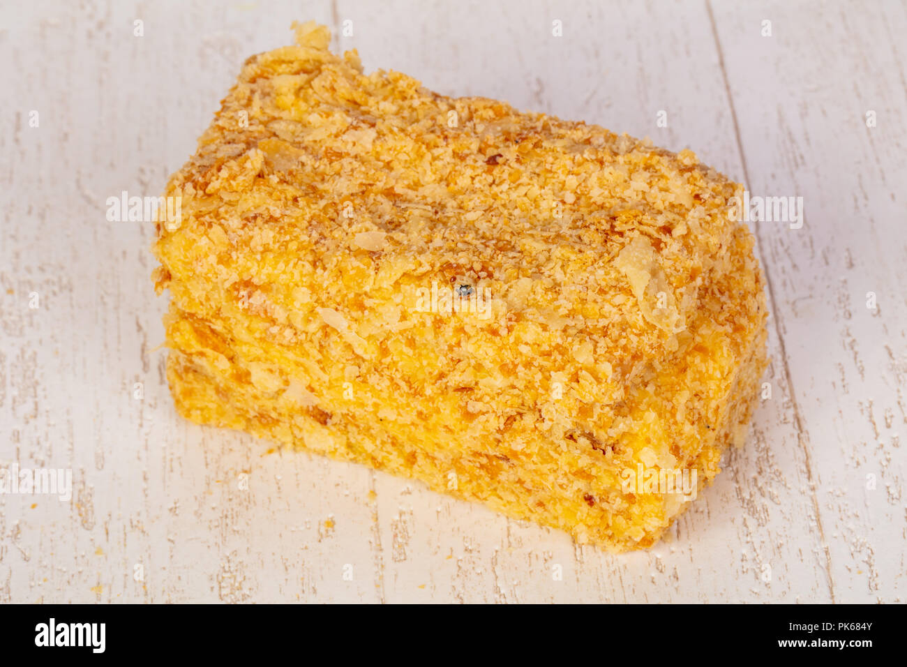 Layered tasty sweet Napoleon cake Stock Photo - Alamy