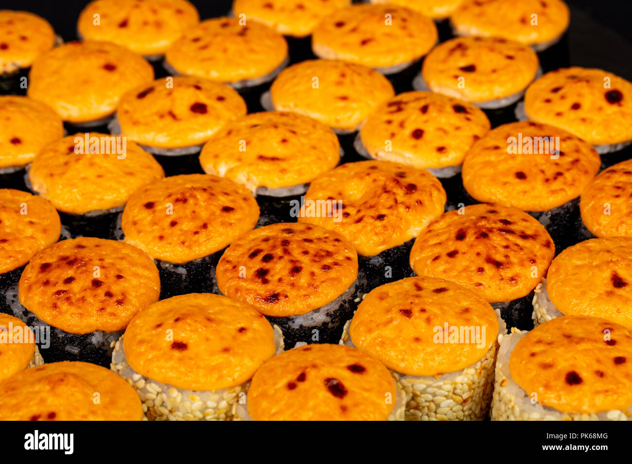 Japanese roll set with fish and rice Stock Photo - Alamy