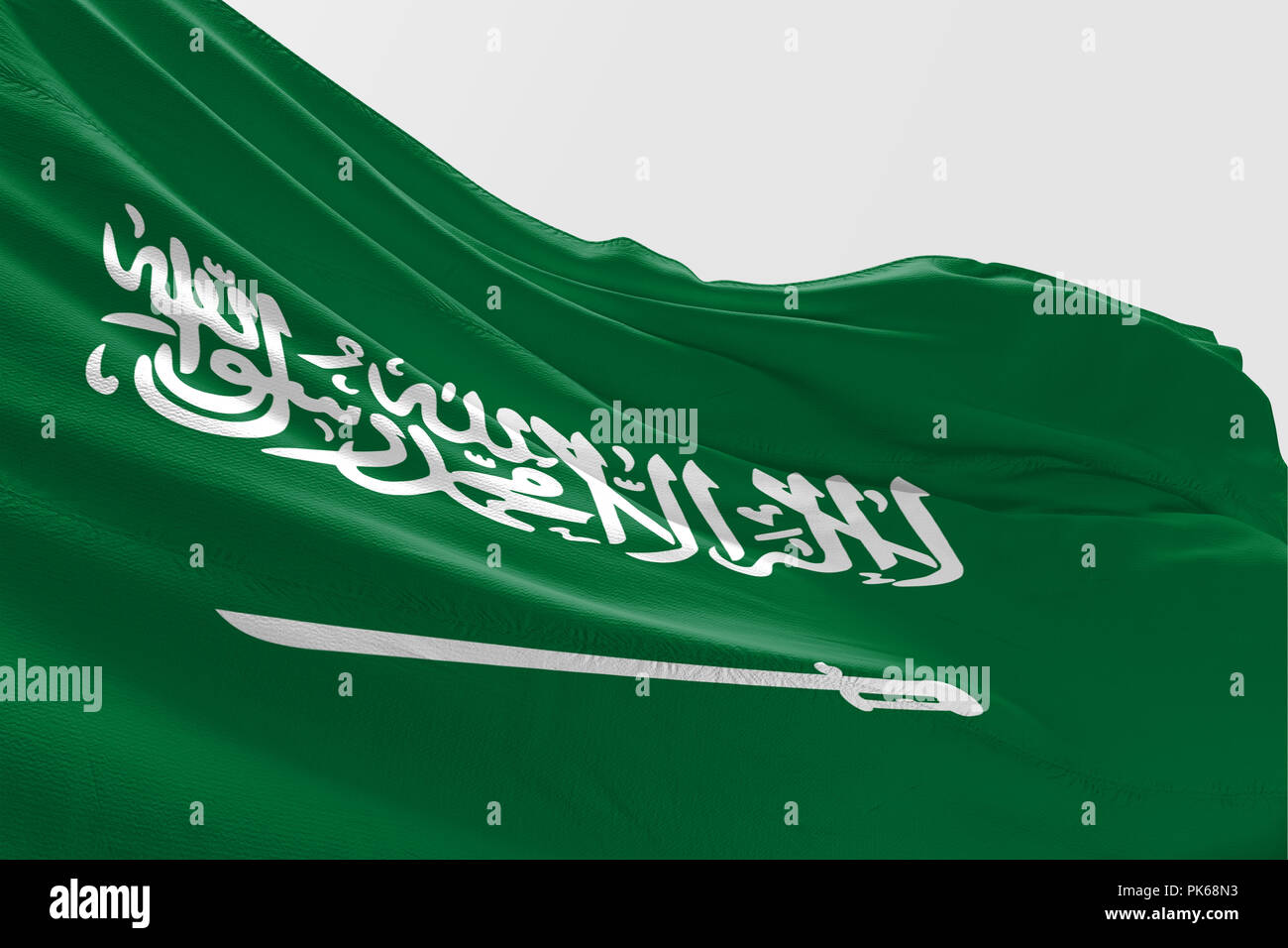 Isolated Saudi Arabia Flag waving 3d Realistic Saudi Arabian Flag ...