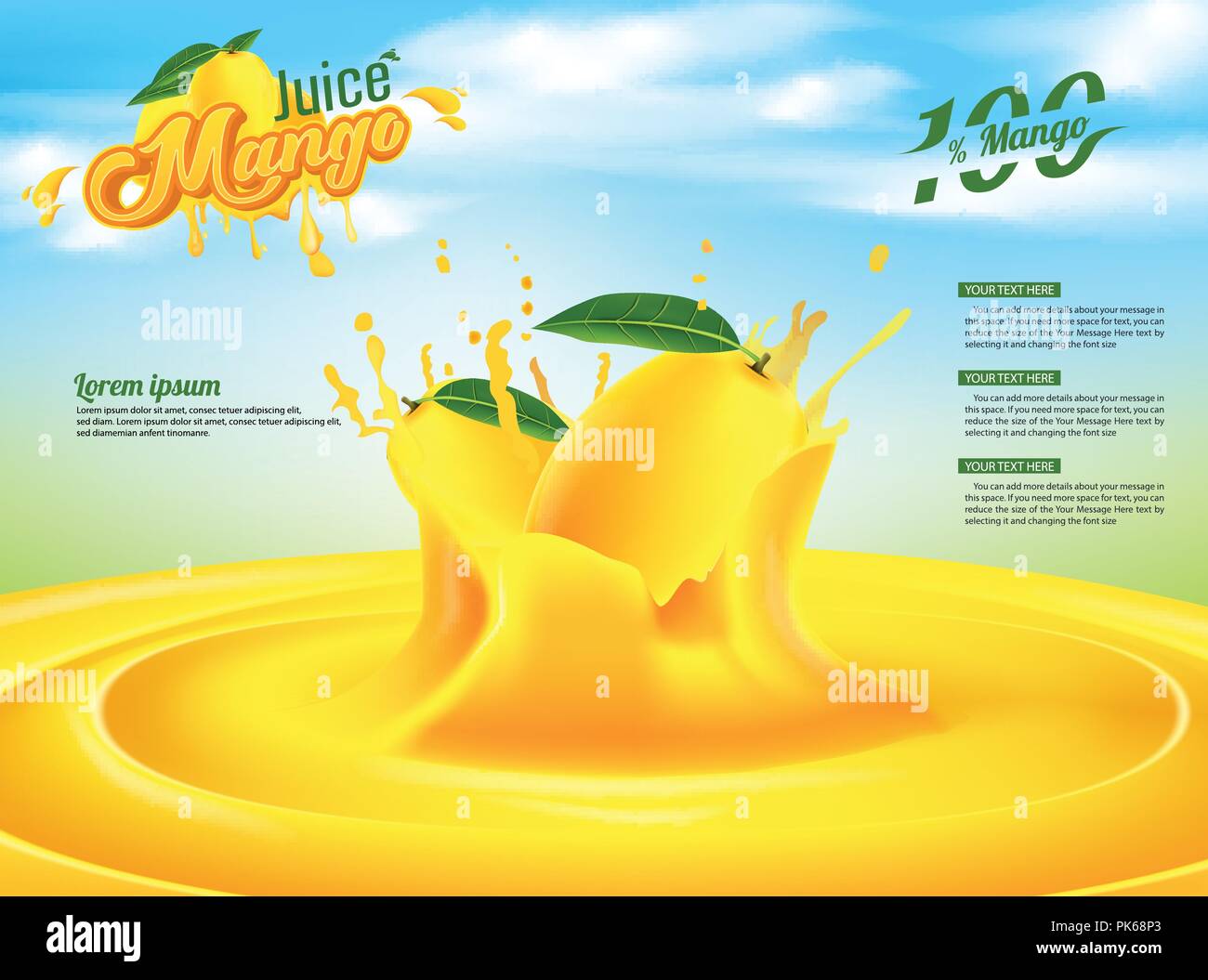 Mango Juice Advertising Banner Ads Vector Template Design Stock Vector ...