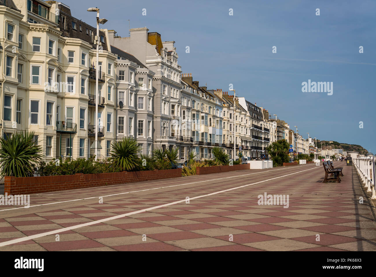 Seafront promenade and and row of posh townhouses, St Leonards-on-Sea ...