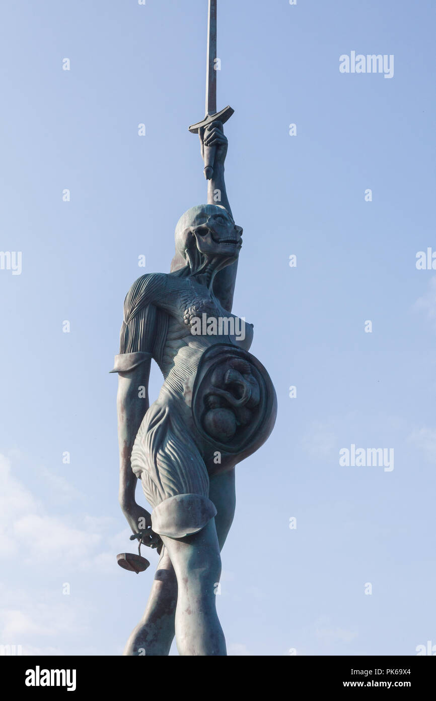 Verity statue by Damien Hirst, lIfracombe harbour, North Devon, England ...