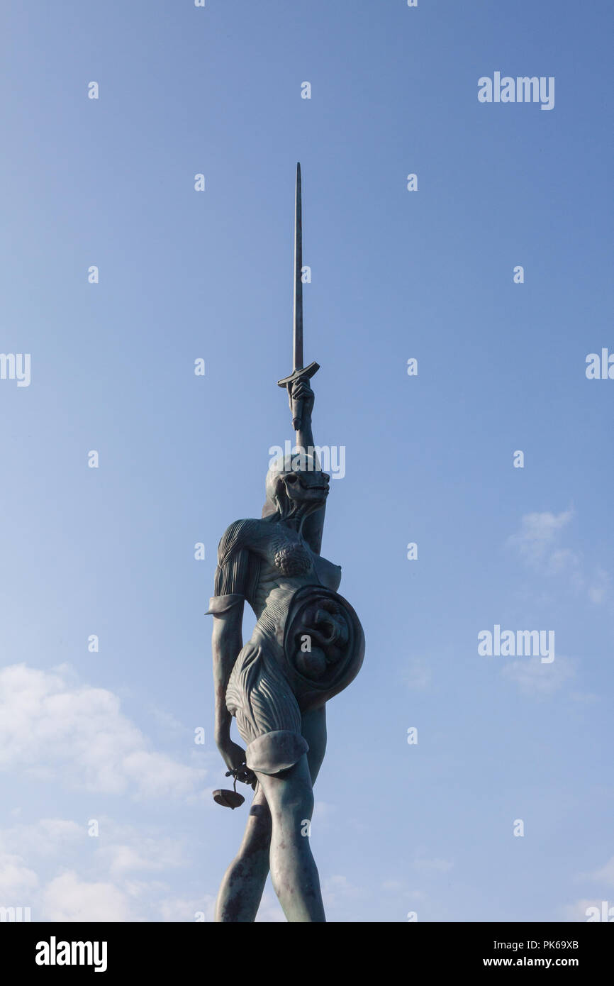 Verity statue by Damien Hirst, lIfracombe harbour, North Devon, England ...