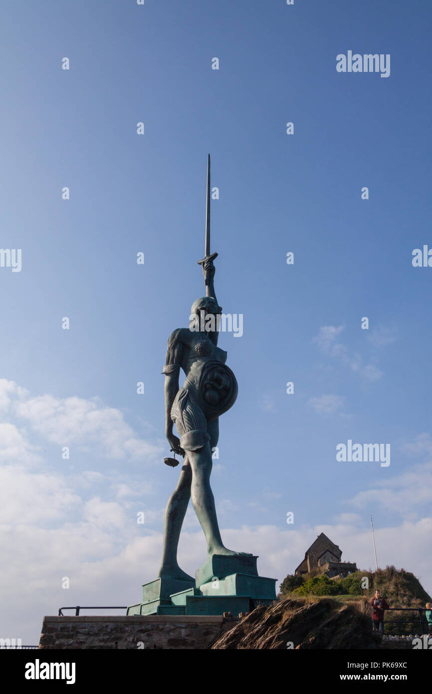 Verity statue by Damien Hirst, lIfracombe harbour, North Devon, England ...