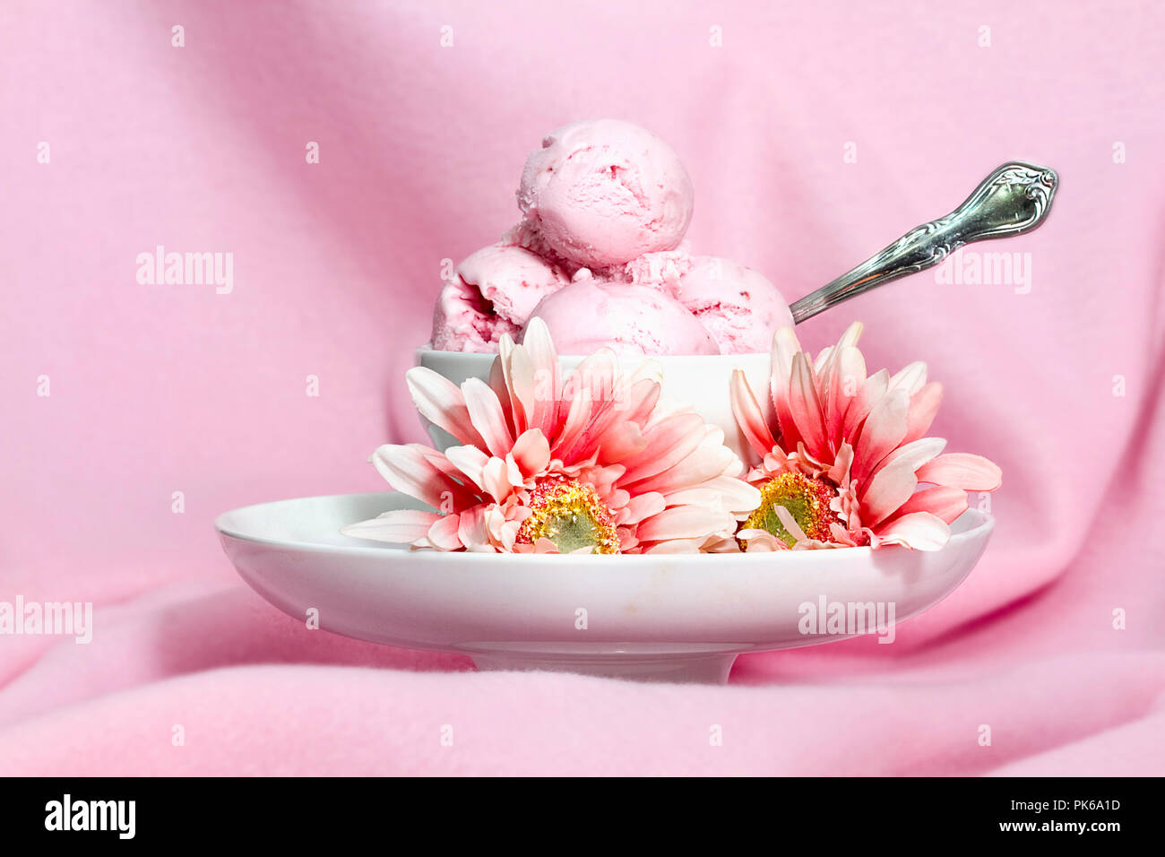 Strawberry Sundae and Strawberry Berber Flowers Isolated on Pink ...