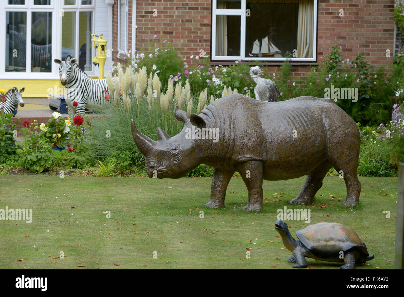 Garden zoo with model animals in Heybridge Basin near Maldon Essex ...
