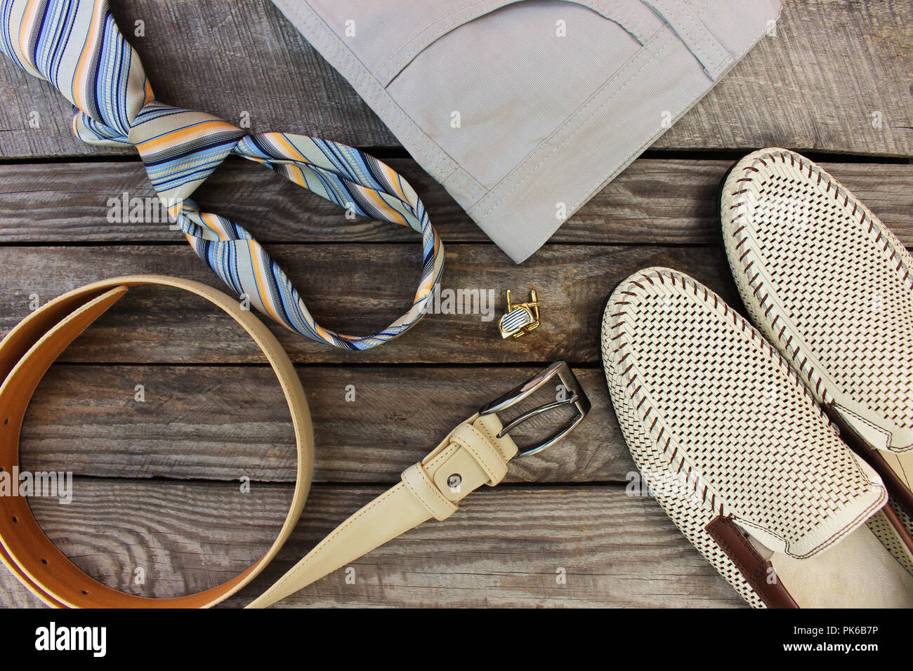 Men's clothing and accessories. Top view Stock Photo - Alamy
