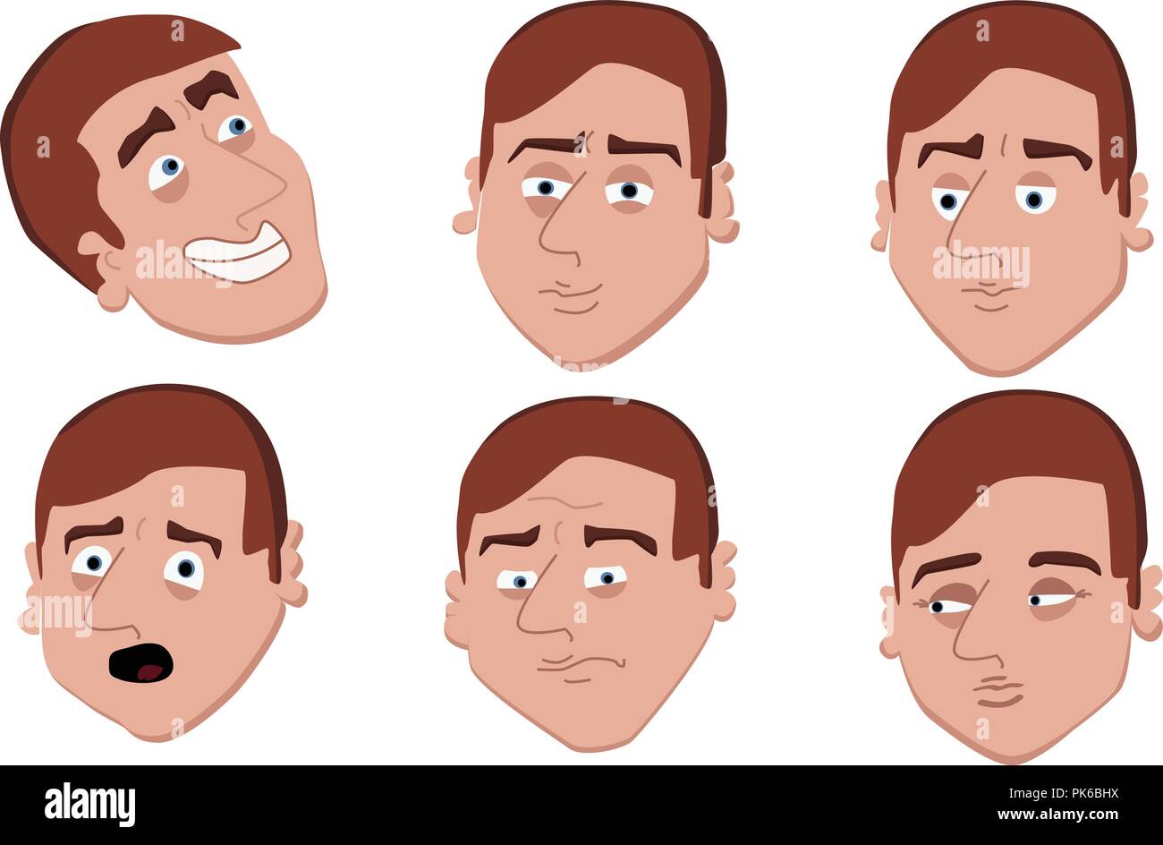 Human emotions palette vector illustration. Man faces isolated on white ...