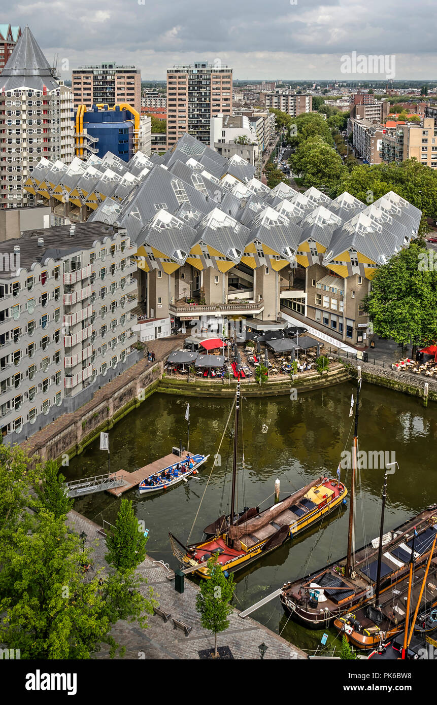 Rotterdam, The Netherlands, September 8, 2018: aerial view of the area ...