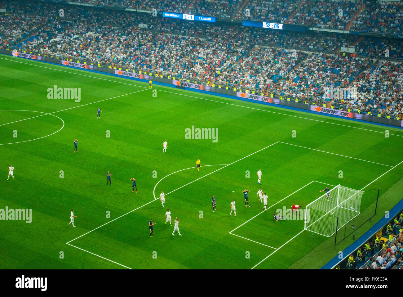 Santiago Bernabeu stadium during a football match. Madrid, Spain Stock ...