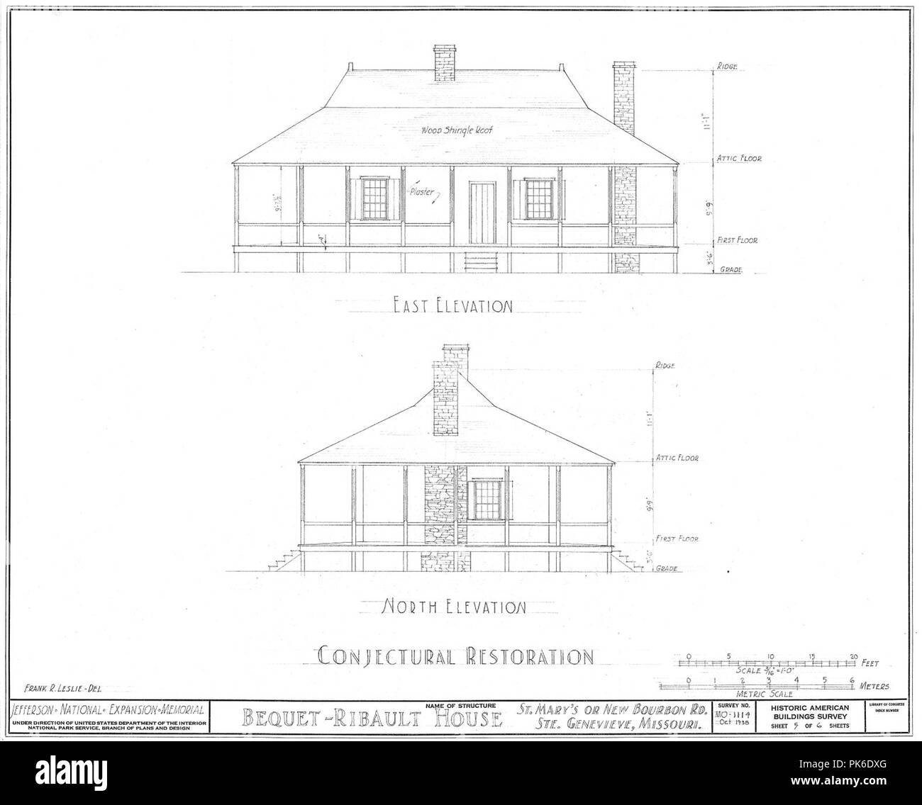 Bequet-Ribault House Conjectural Restoration--Ste Genevieve MO Stock ...